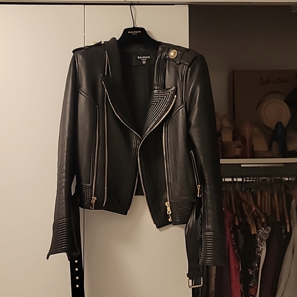 Balmain | Jackets & Coats | Authentic Balmain Leather Moto Jacket ...